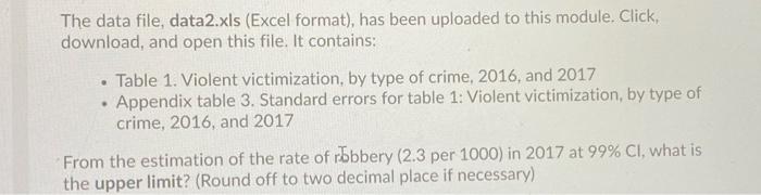 Solved The data file, data2.xls (Excel format), has been | Chegg.com