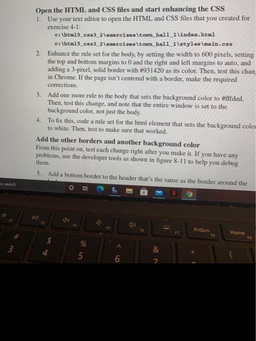 Solved Open the HTML and CSS files and start enhancing the | Chegg.com