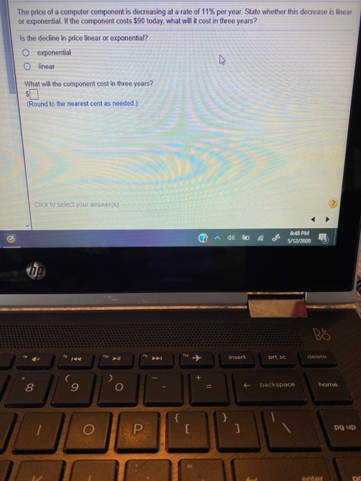 Solved The price of a computer component is decreasing at a | Chegg.com