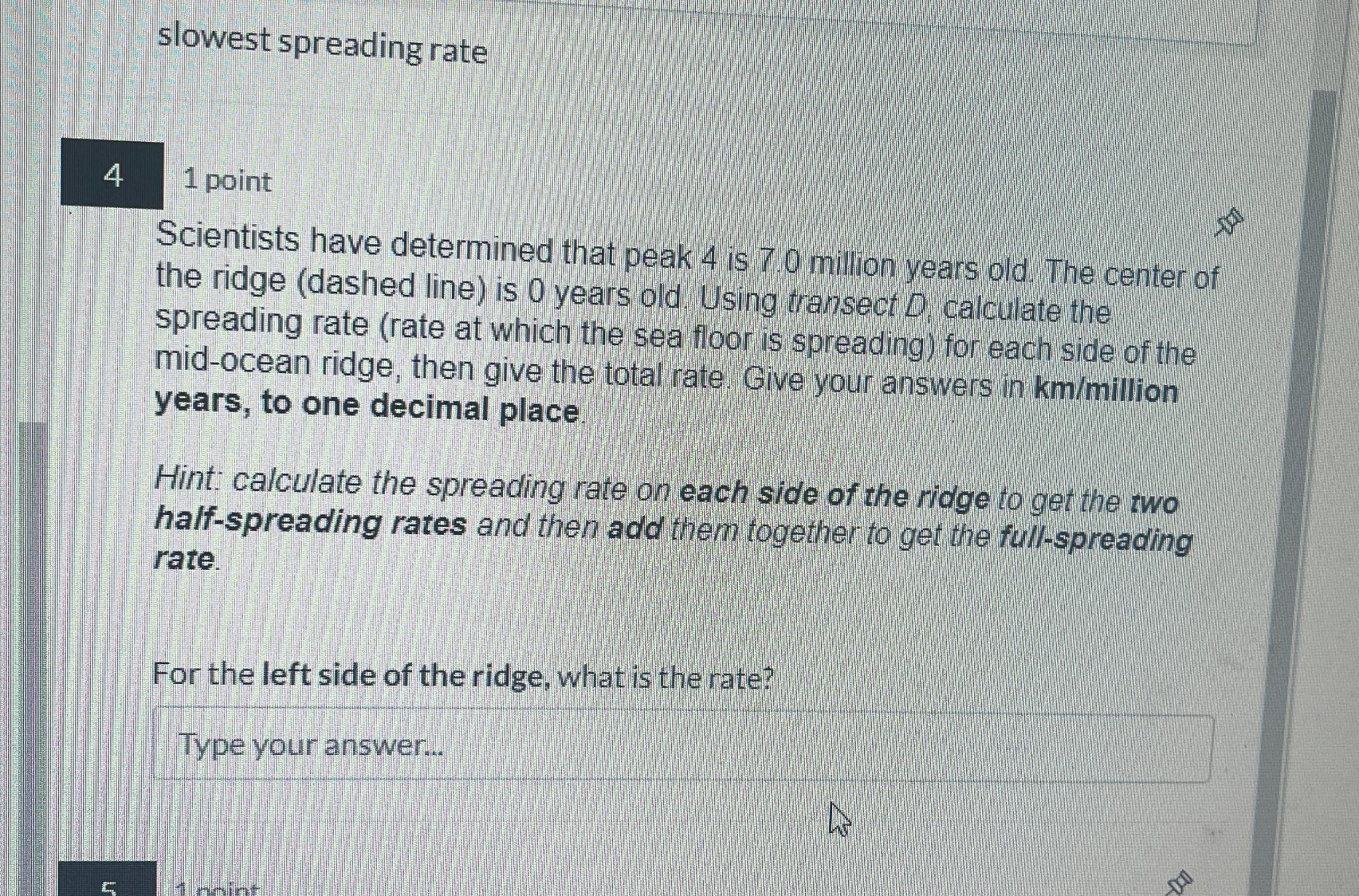 Solved slowest spreading rate41 ﻿pointScientists have | Chegg.com