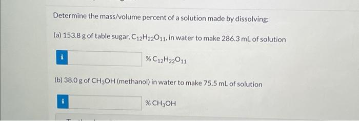 Solved Determine the mass/volume percent of a solution made | Chegg.com