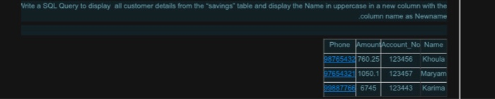 Solved Vrite a SQL Query to display all customer details | Chegg.com