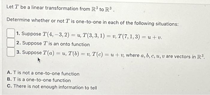 Solved Let T Be A Linear Transformation From R3 To R³