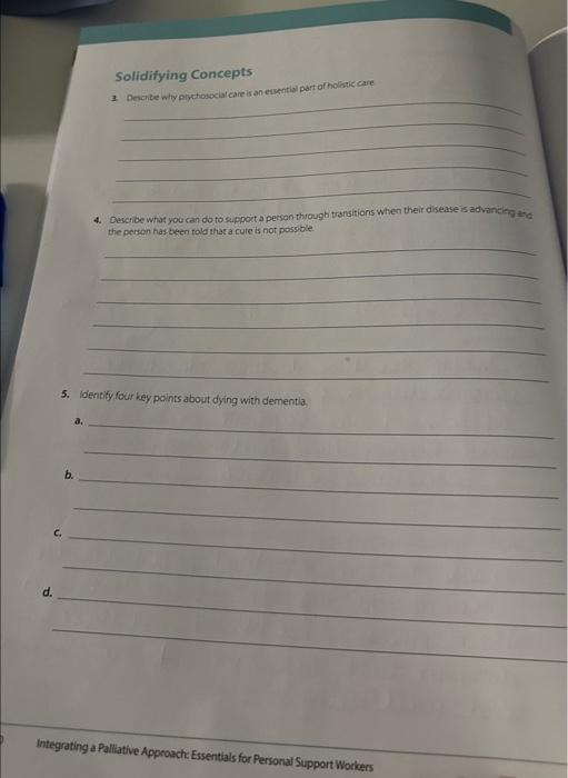 Solved C. d. 5. Identify four key points about dying with | Chegg.com