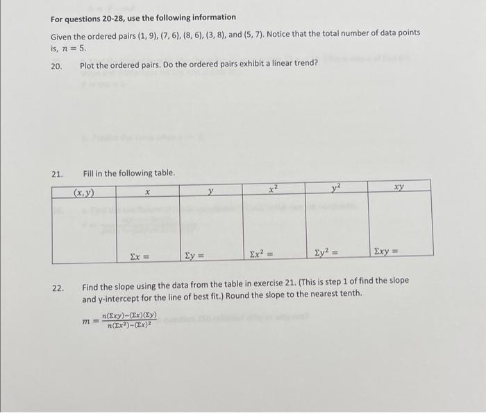 Solved For Questions 20-28, Use The Following Information 