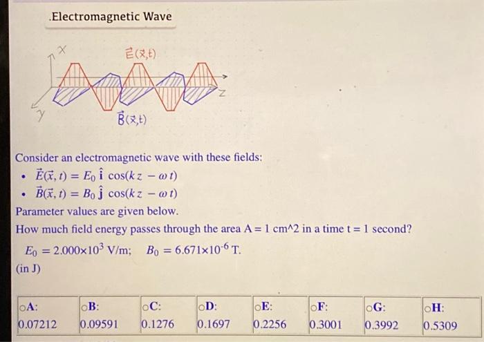 Solved Electromagnetic Wave Consider an electromagnetic wave | Chegg.com