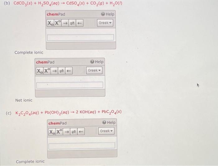 Solved From the balanced molecular equations; write the | Chegg.com