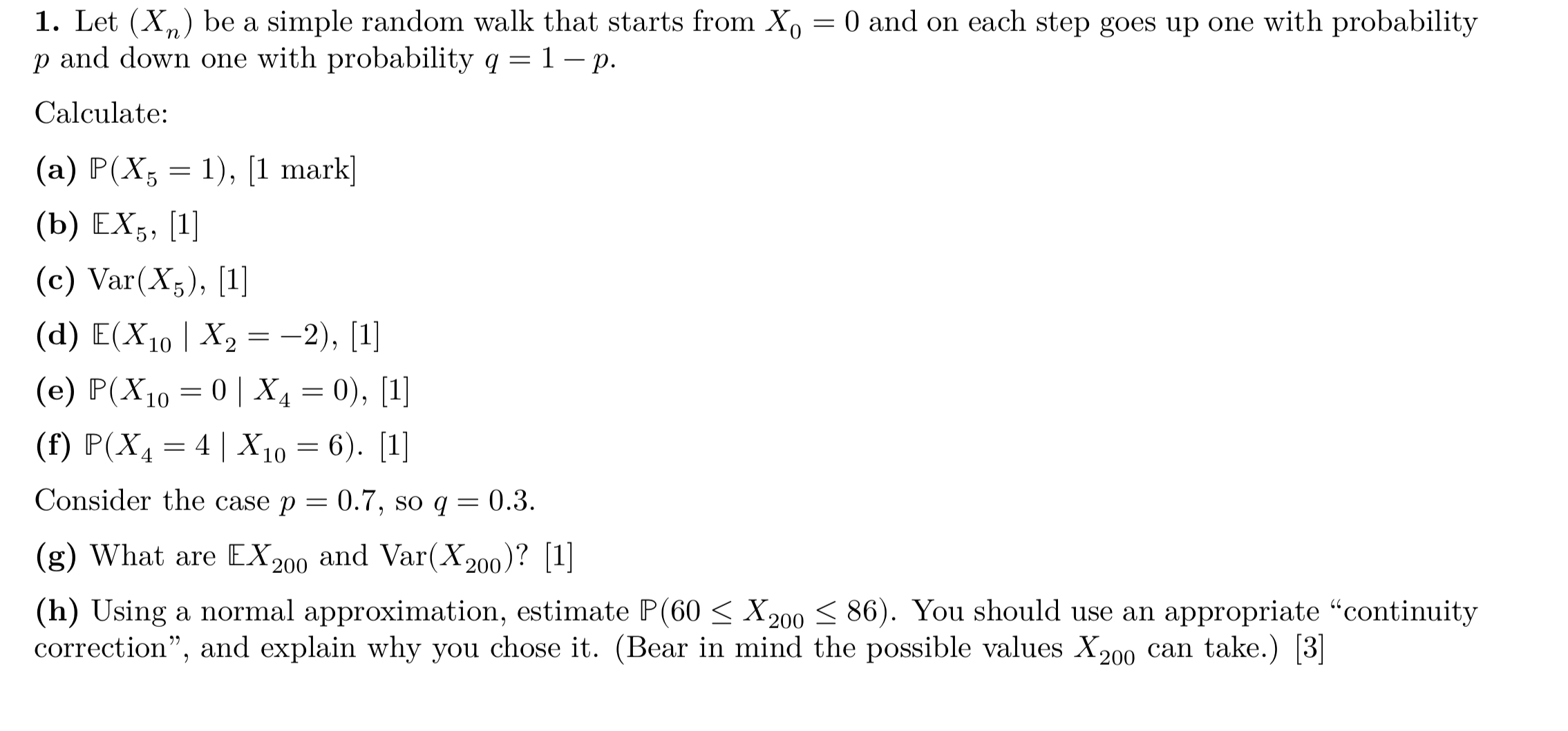 Solved Let (xn) ﻿be a simple random walk that starts from | Chegg.com