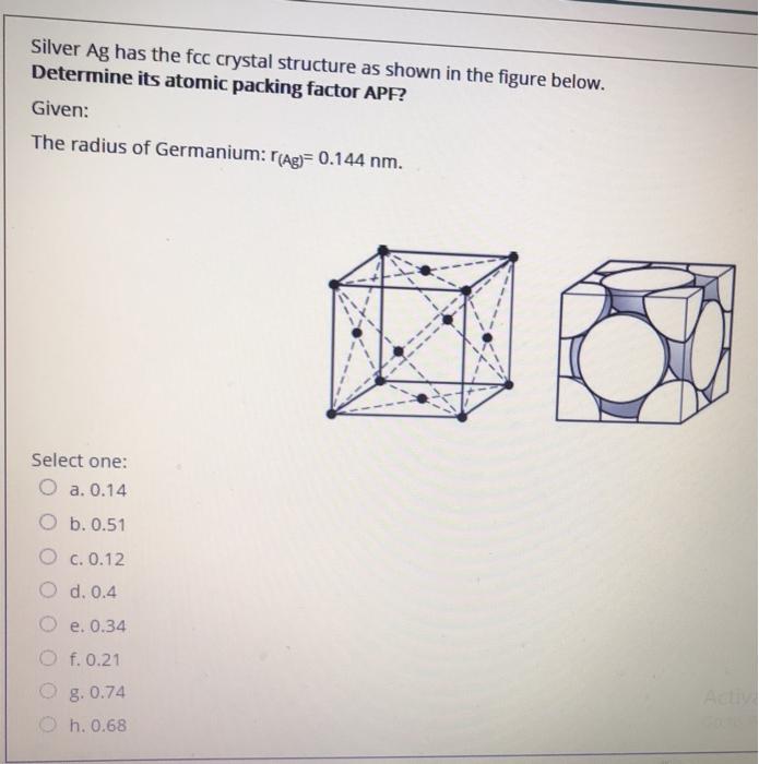 Solved Silver Ag has the foc crystal structure as shown in | Chegg.com