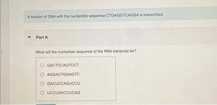 Solved A section of DNA with the nucleotide sequence | Chegg.com