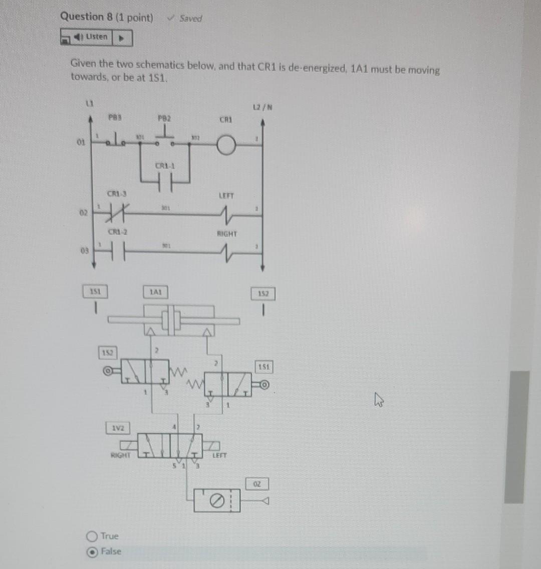 Solved Question 8 (1 point) Saved Usten Given the two | Chegg.com
