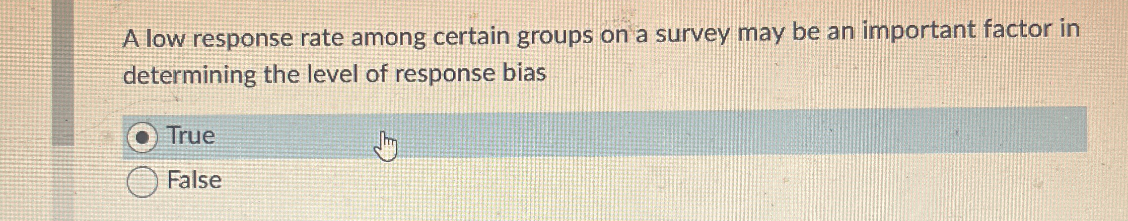 A low response rate among certain groups on a survey | Chegg.com