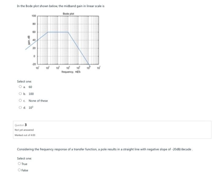 Solved In the Bode plot shown below, the midband gain in | Chegg.com