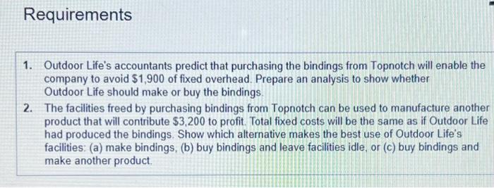 Solved Outdon Lite manufactures snowboards. lis cost of | Chegg.com