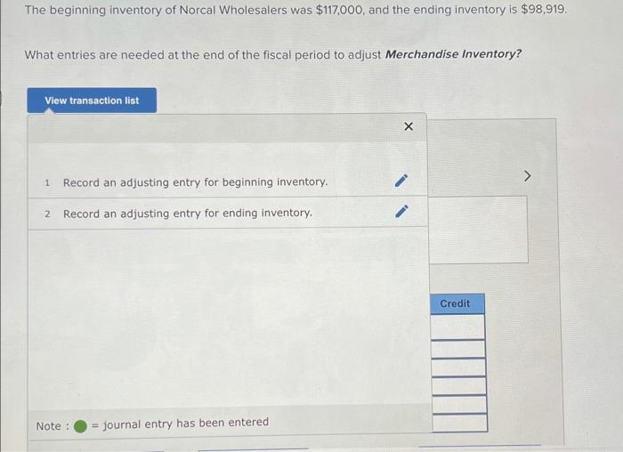 Solved The beginning inventory of Norcal Wholesalers was | Chegg.com