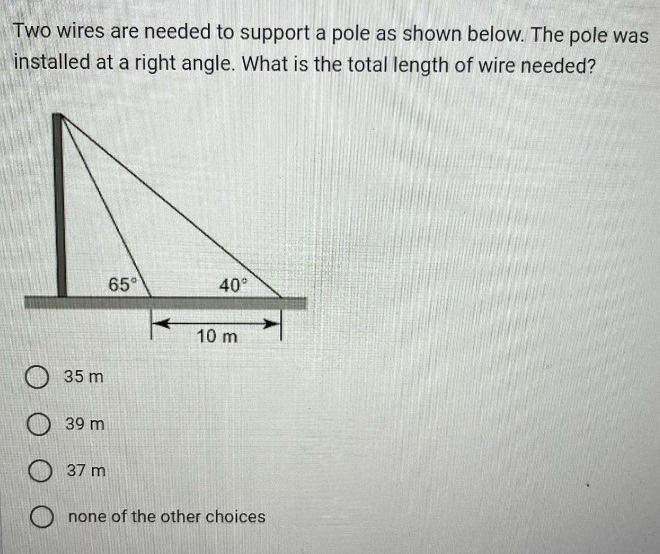 Solved Two wires are needed to support a pole as shown | Chegg.com