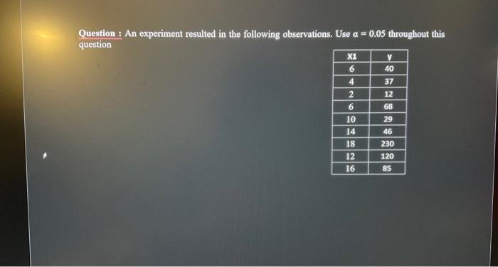 Solved Question : An experiment resulted in the following | Chegg.com