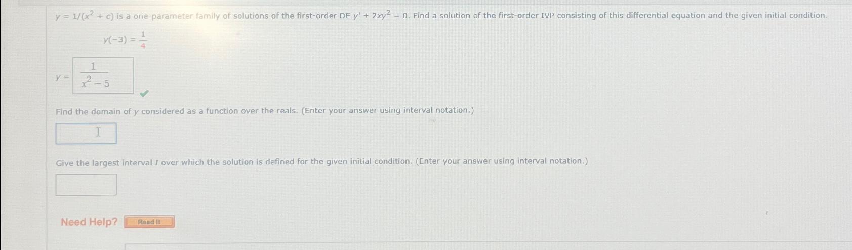 y(-3)=14yFind the domain of y ﻿considered as a | Chegg.com