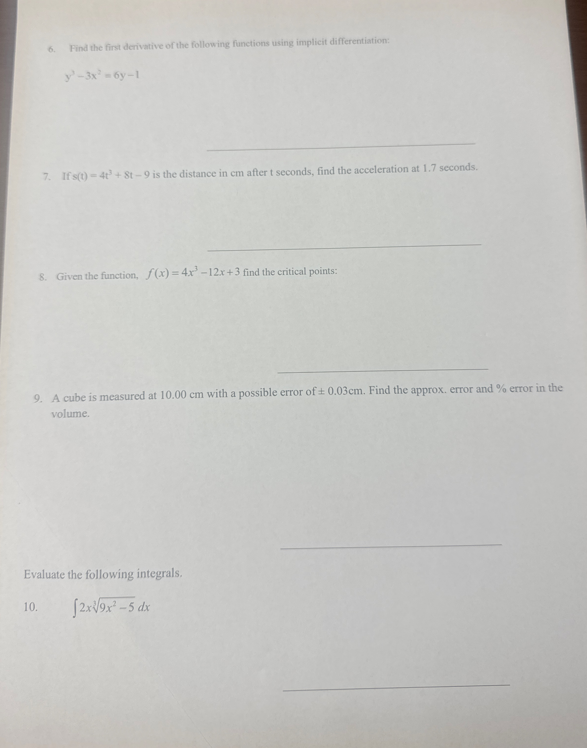 Solved Find the first derivative of the following functions | Chegg.com