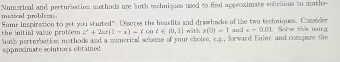 Solved Numerical and perturbation methods are both | Chegg.com