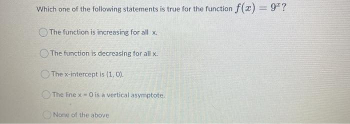 Solved Which one of the following statements is true for the | Chegg.com