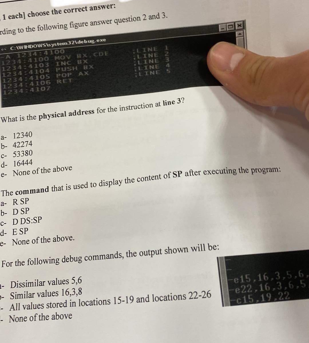 Solved 1 ﻿each] ﻿choose the correct answer:rding to the | Chegg.com