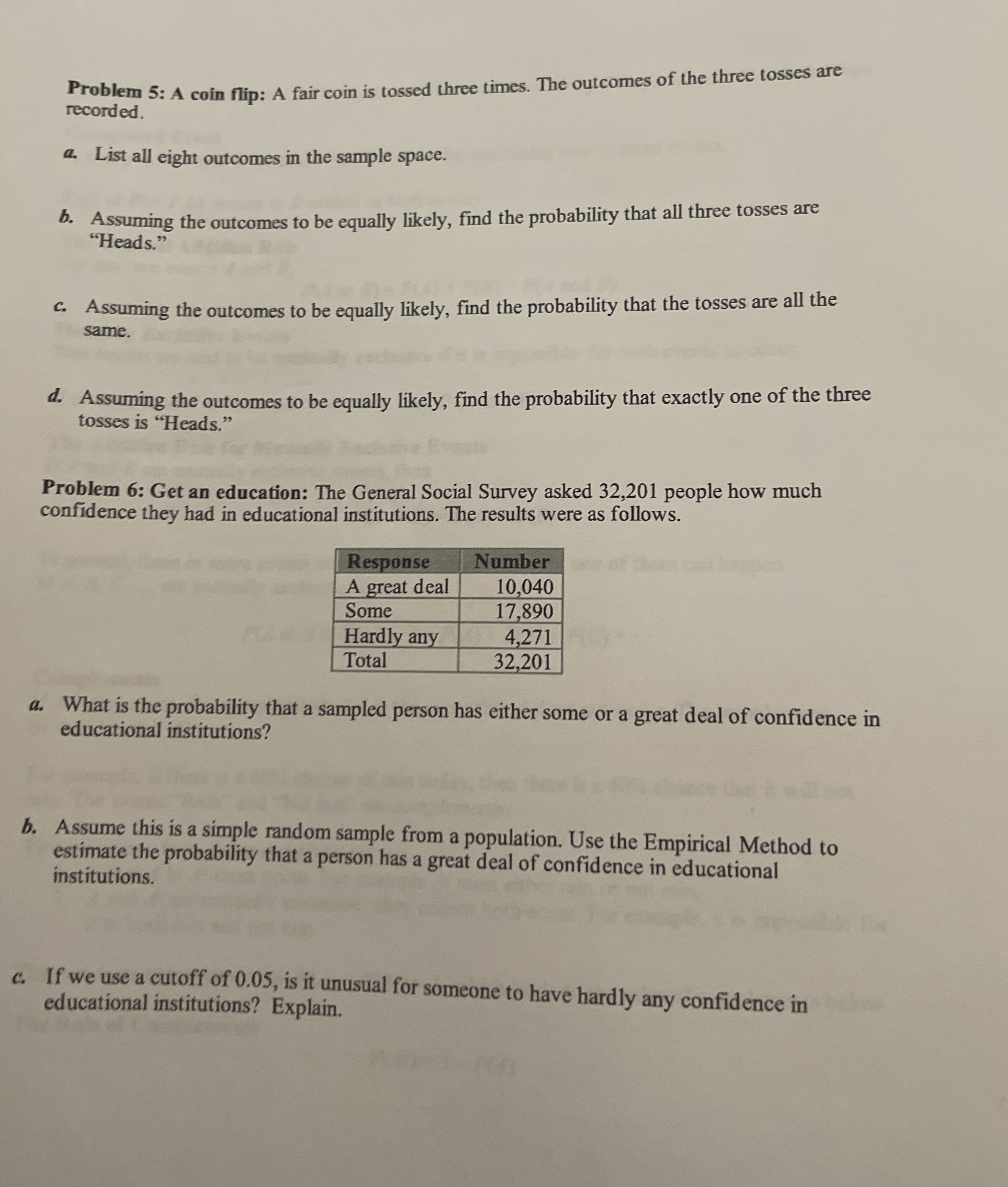 Problem 5: A coin flip: A fair coin is tossed three | Chegg.com