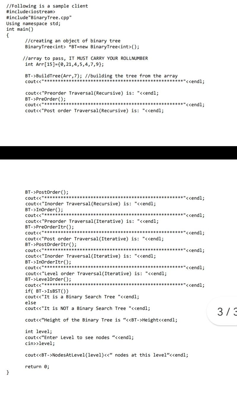 Solved I Need Code For Bool Isbst Function And Int