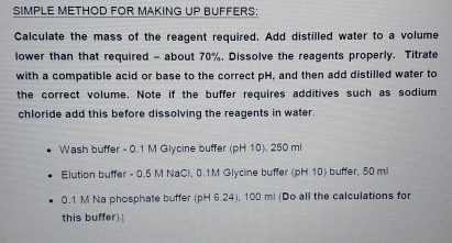 Solved SIMPLE METHOD FOR MAKING UP BUFFERS:Calculate the | Chegg.com