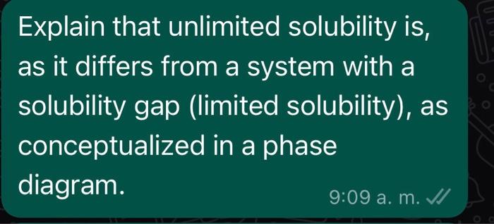 Solved Explain that unlimited solubility is, as it differs | Chegg.com