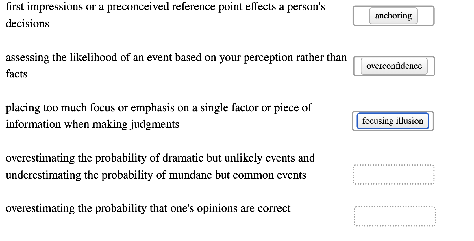 Solved first impressions or a preconceived reference point | Chegg.com