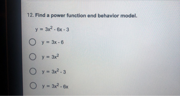 Solved 12. Find a power function end behavior model. o oo y | Chegg.com