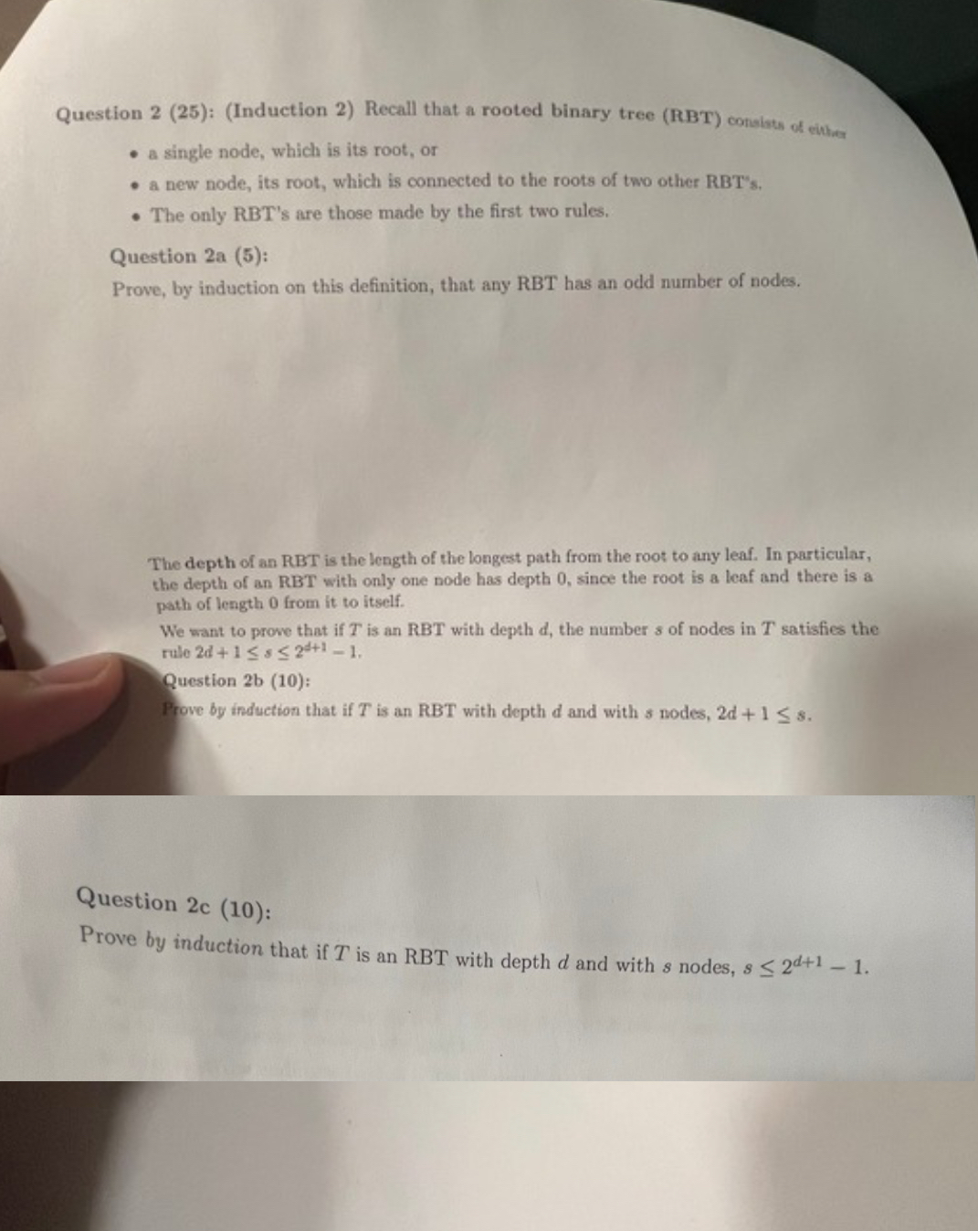 Solved Question 2 (25): (Induction 2) ﻿Recall that a rooted | Chegg.com