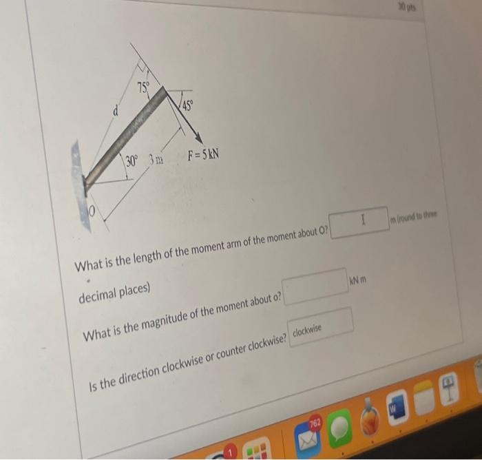 Solved What is the length of the moment arm of the moment | Chegg.com