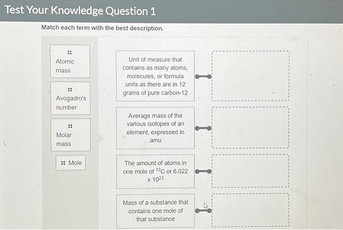Solved Test Your Knowledge Question 1 Match each term with | Chegg.com Solved Test Your Knowledge Question 1 Match each term with | Chegg.com