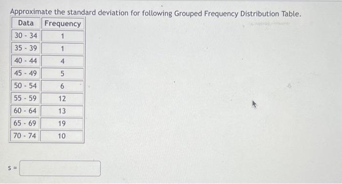 Solved Approximate the standard deviation for following | Chegg.com