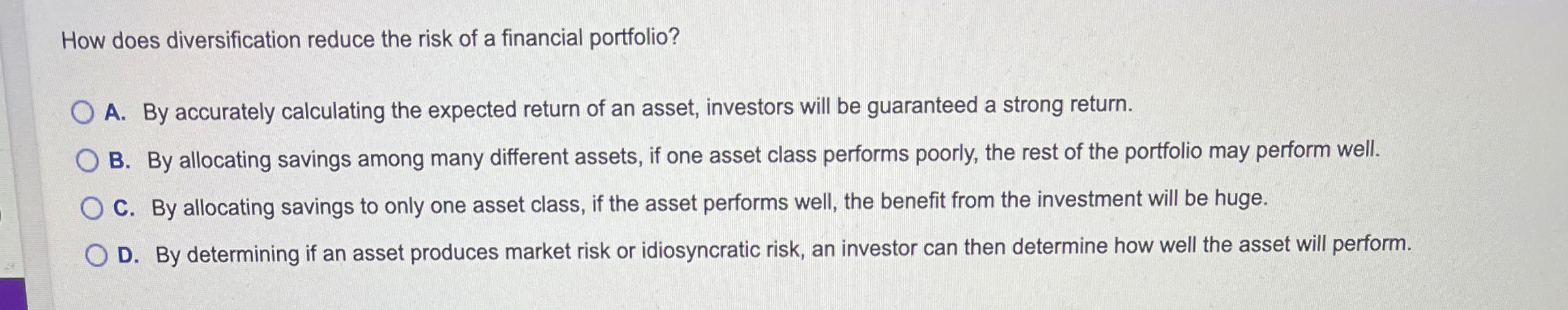 Solved How does diversification reduce the risk of a | Chegg.com