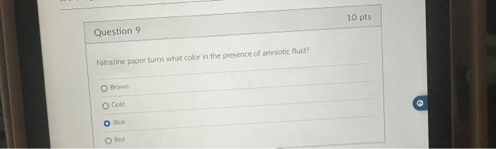 Solved Question 9 Nitrazine paper turns what color in the | Chegg.com