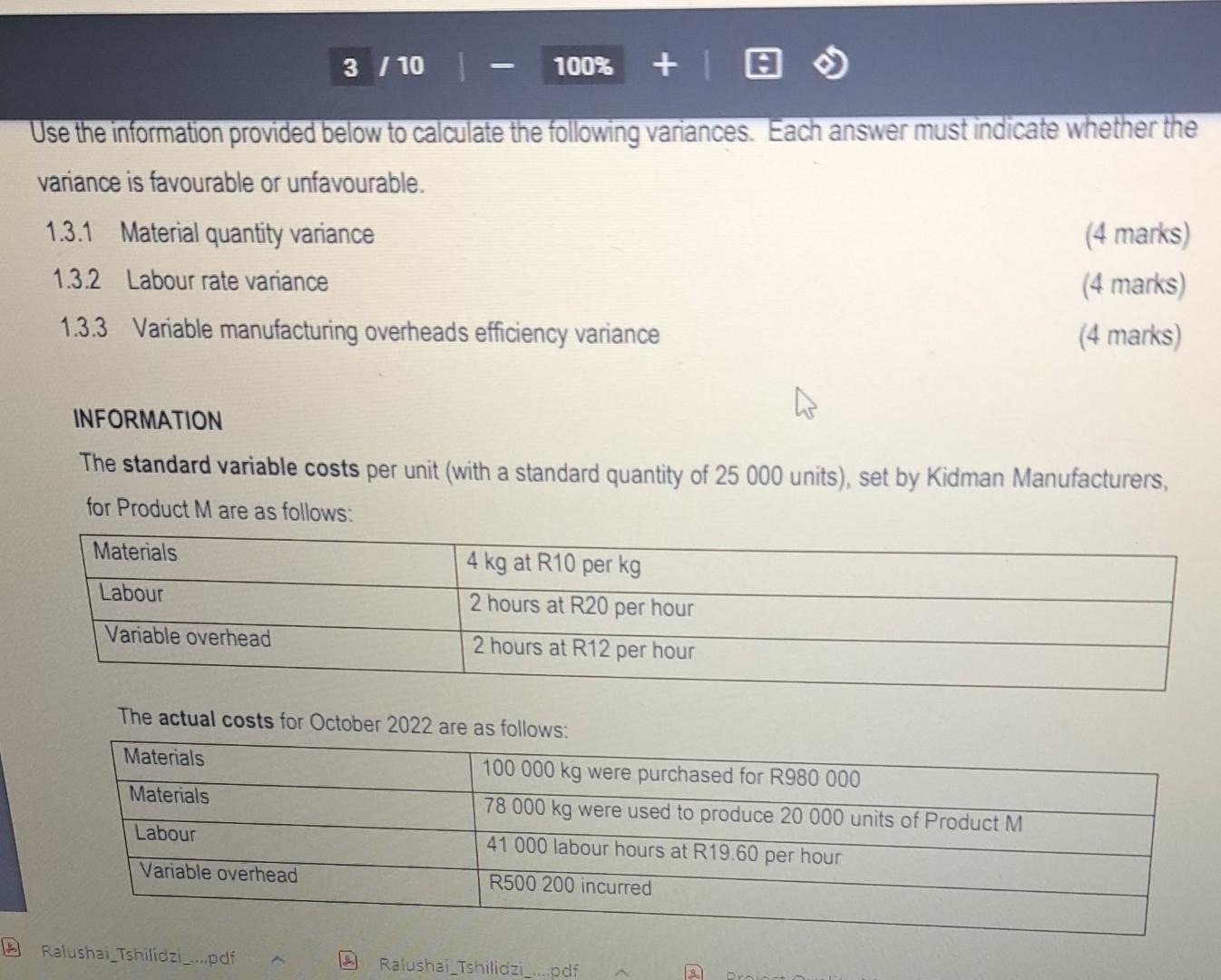 Solved Use the information provided below to calculate the | Chegg.com