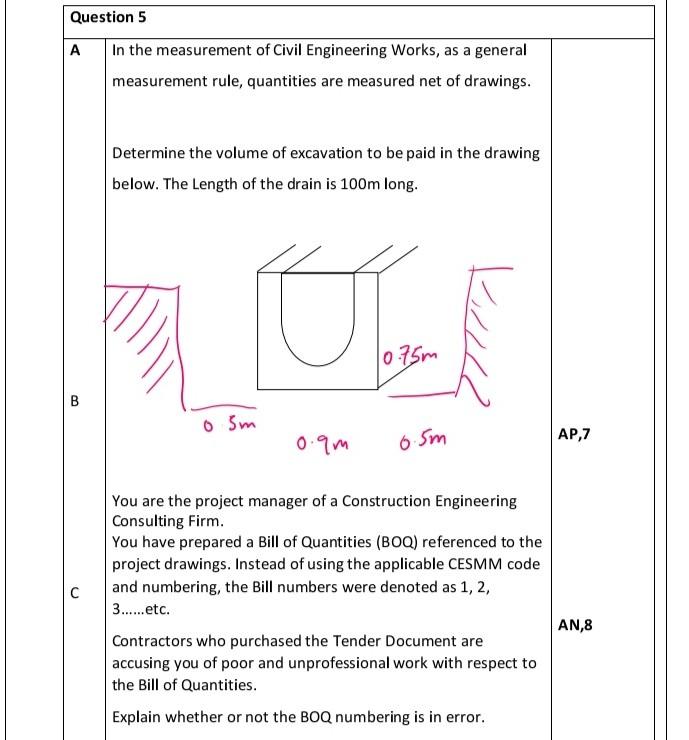 Solved Question 5 A In the measurement of Civil Engineering | Chegg.com