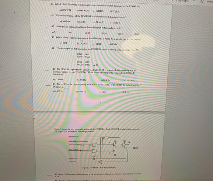 Solved v Erase 40. Which of the following registers select | Chegg.com
