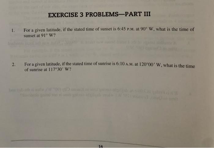 Solved EXERCISE 3 PROBLEMSPART III 1. For a given latitude, | Chegg.com
