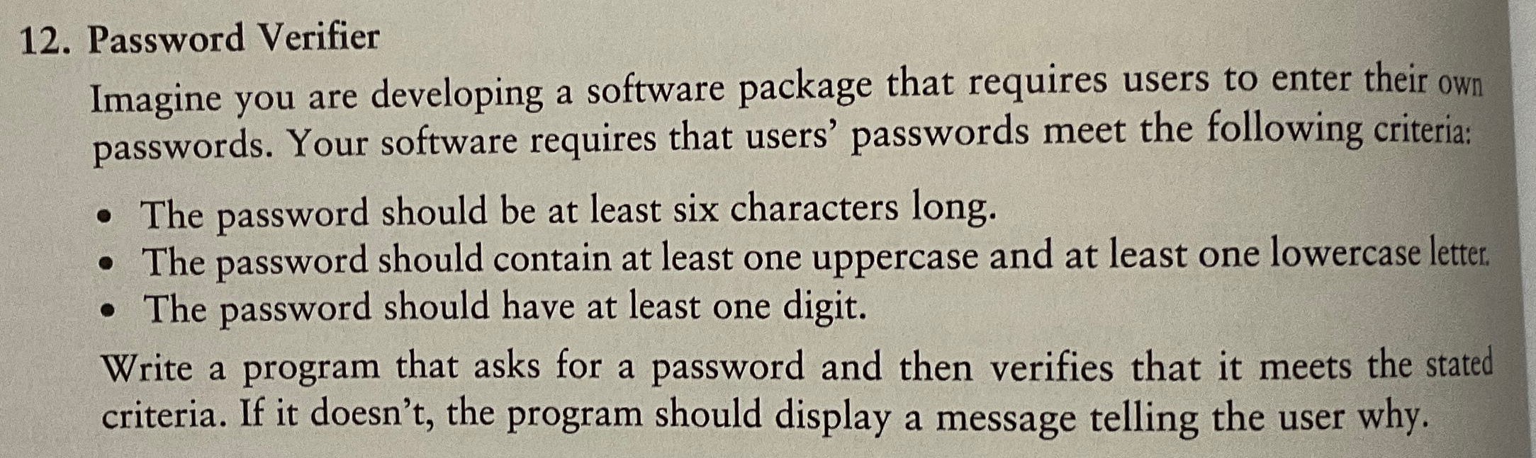 Password VerifierImagine you are developing a | Chegg.com