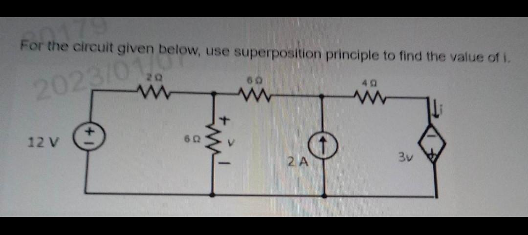 Solved For the circuit given below, use superposition | Chegg.com