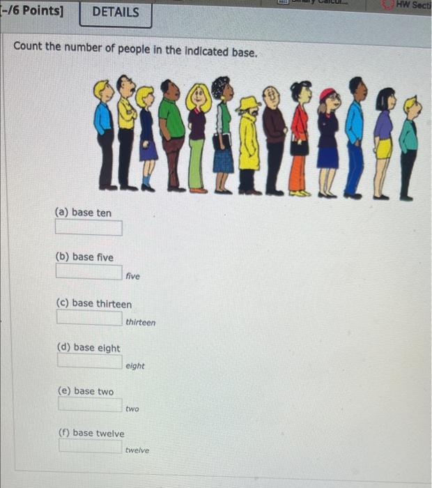 Solved Count the number of people in the indicated base. | Chegg.com