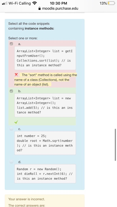 Solved ..l Wi-Fi Calling 13% O 10:29 PM moodle.purchase.edu | Chegg.com