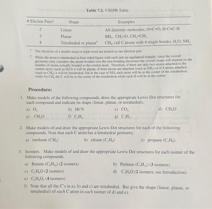 Solved Table 7.1 shows the procedure for the molecular | Chegg.com