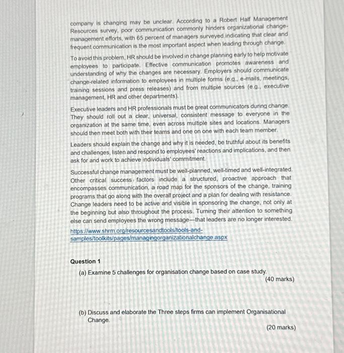 Solved Managing Organizational Change The rate of major | Chegg.com