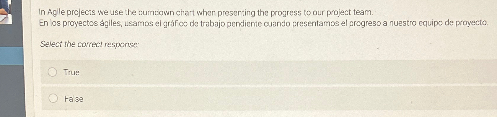 Solved In Agile projects we use the burndown chart when | Chegg.com