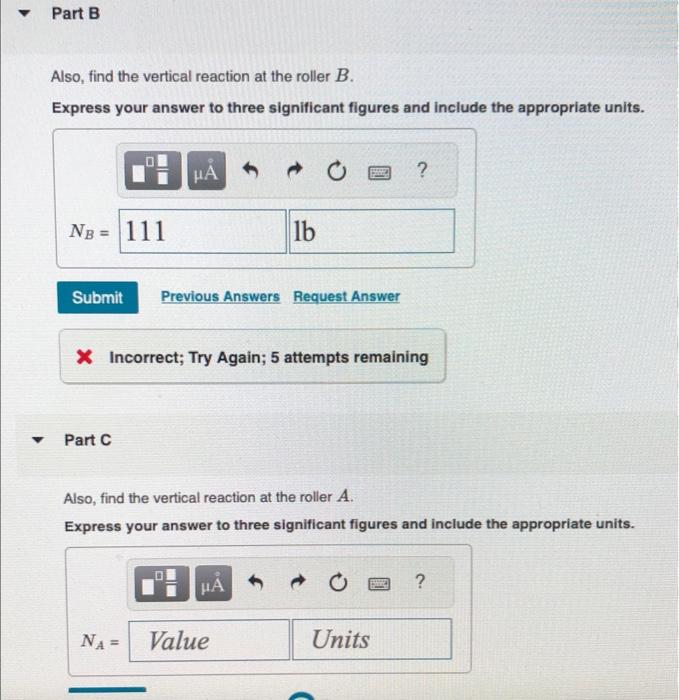 Solved Find both the vertical reaction at roller B and and | Chegg.com